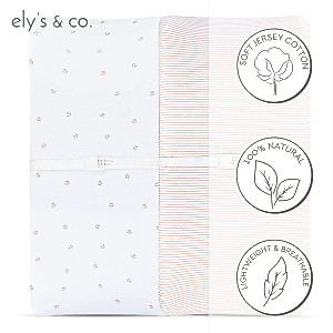 Changing Pad Cover 2 Pack - Baby Changing Pad Cover with 100% Jersey Cotton - Changing Pad Covers for Girls and Boys, Newborn Essentials (Pink Tulip & Stripes)