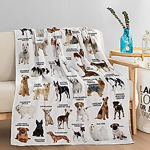 Dog Blanket for Adult Mens Womens, Ultra Soft Dog Throw Blanket for Dog Lovers, Lightweight Warm Cozy Blanket with Dog Pattern Plush Gifts for Christmas Thanksgiving Bed Couch Sofa 60x80in