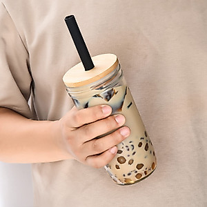 ALINK 15 IN Extra Long Silicone Straws + 10 Black Silicone Boba Smoothie Straws