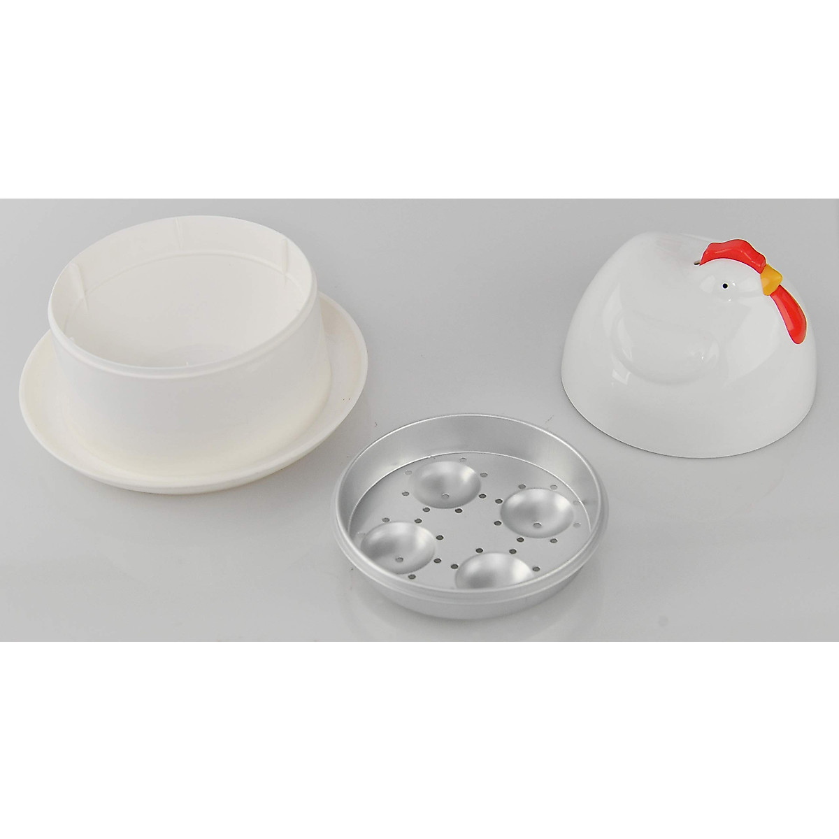 HOME-X Jumbo Hen-Shaped Microwave Egg Boiler with Lid, Cook 1 to 4 Eggs, Quick Hard Boiled Egg Maker, Breakfast Cooking Utensils