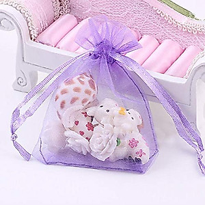 Wudygirl 100pcs 3.9 by 4.7 inches Organza Bags Drawstring Wedding Party Favor Jewelry Perfume Storage Sachets Soaps Marbles Coins Buttons Gift Bag(Lilac 3x4)