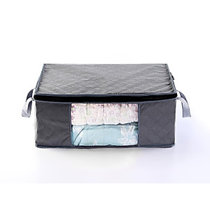 Storage Clothes Bins Closet Bags - 35L Containers Organizer Boxes Clothing Bin Organization for Organizing Blanket Pillow Sheet Sweater, Foldable Fabric Bedroom Small Storage Totes With Lids Zipper