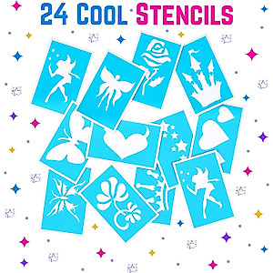 GirlZone Temporary Glitter Tattoos Kit for Girls, 33 Fun Pieces in 1 Sparkly Glitter Tattoos for Kids Kit, Easy to Apply and Remove Glitter Tattoo Kit for Kids Creative Playtime and Dress Up Parties