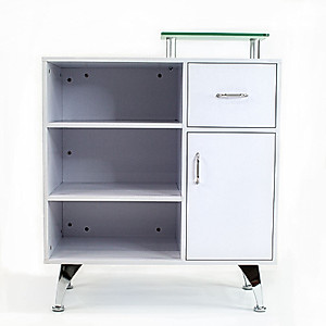 Glasglow II Reception Desk with Glass Top, Office Restaurant Beauty Salon Furniture, White 32" L x 18" W