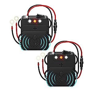Under Hood Rodent Repeller, Professional Mouse Repellent, Ultrasonic 12V Car Pest Repeller Squirrels, Pack Rat Deterrent for Cars Trucks RV Engine Bay Warehouse Attic with Evictor Strobe Light 2 Pack