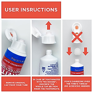 Toothpaste Caps SqueezMe by Chrome Cherry, Self-Closing Silicone Caps, Mess-Free Toothpaste Dispenser Squeezer Lids for Kids, Adults, Bathroom Accessories for Tooth and Gum Health (Clear 3-Pack)