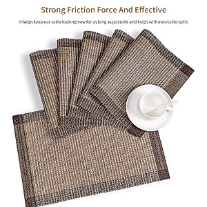 SENDAY Placemats, Set of 8 Heat-Resistant Placemats Stain Resistant Anti-Skid Placemats for Kitchen Table, Washable Durable PVC Table Mats Woven Vinyl Placemats