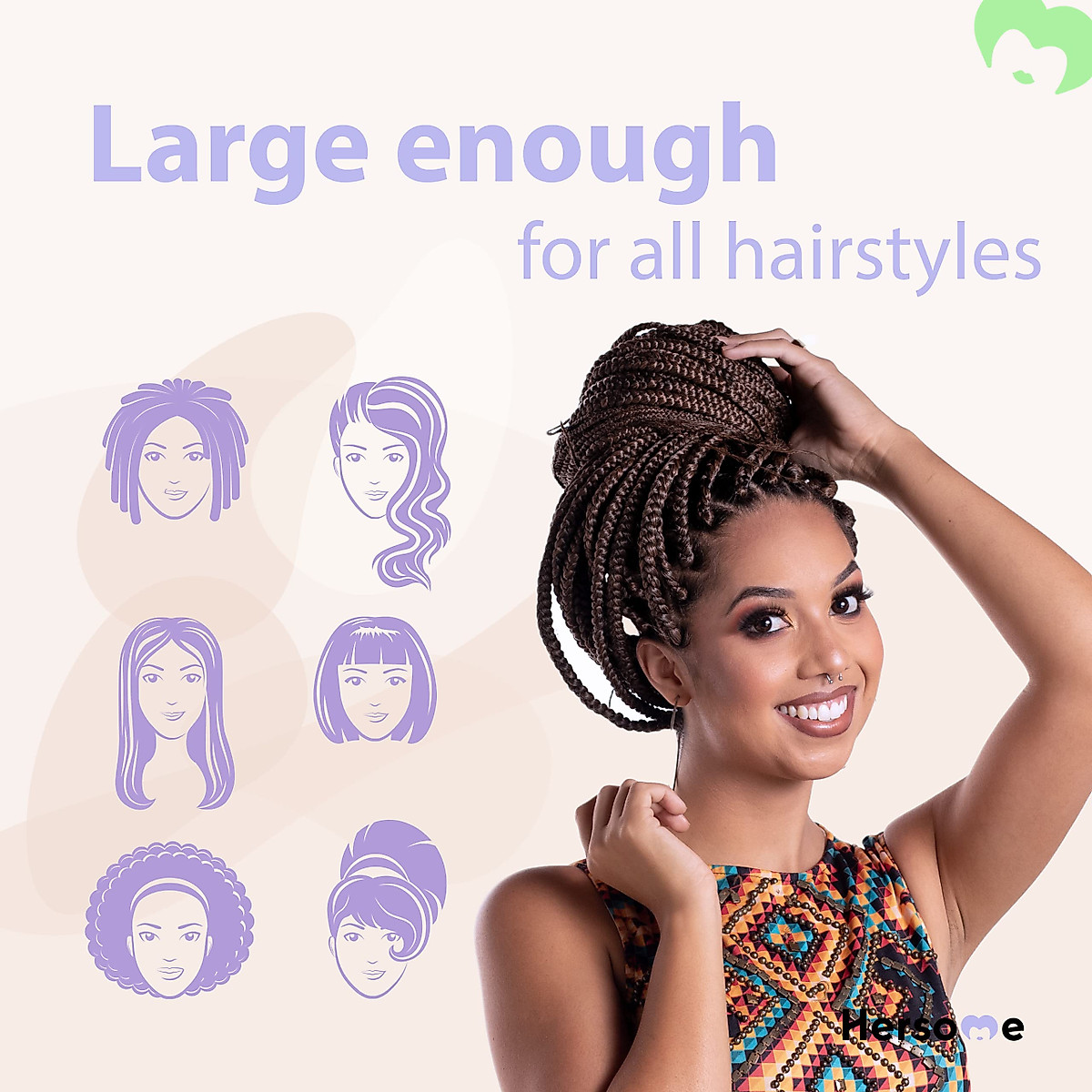 Premium Shower Cap for Women with Long Hair. Reusable, 100% Waterproof, Double-Sided, Great For Curls with Anti-Frizz Fabric terry-lined. Black shower caps for women