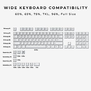 Glorious Polychroma Keycaps: Clear for RGB Shine Through for Mechanical Gaming Keyboards, 115 Keys, Translucent Cherry Profile