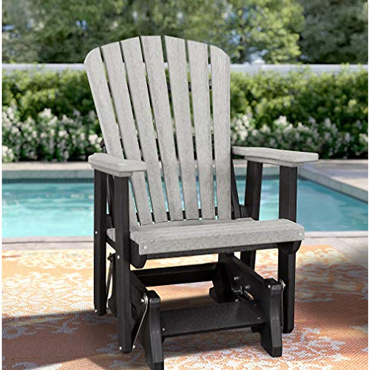 American Furniture Classics OS Home and Office Model 515LGB Fan Back Glider Made in the USA- Light Gray, Black