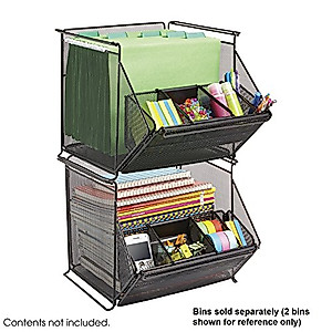 Safco Products 2164BL Onyx Mesh Stackable Storage Bins, (Qty. 1), Black