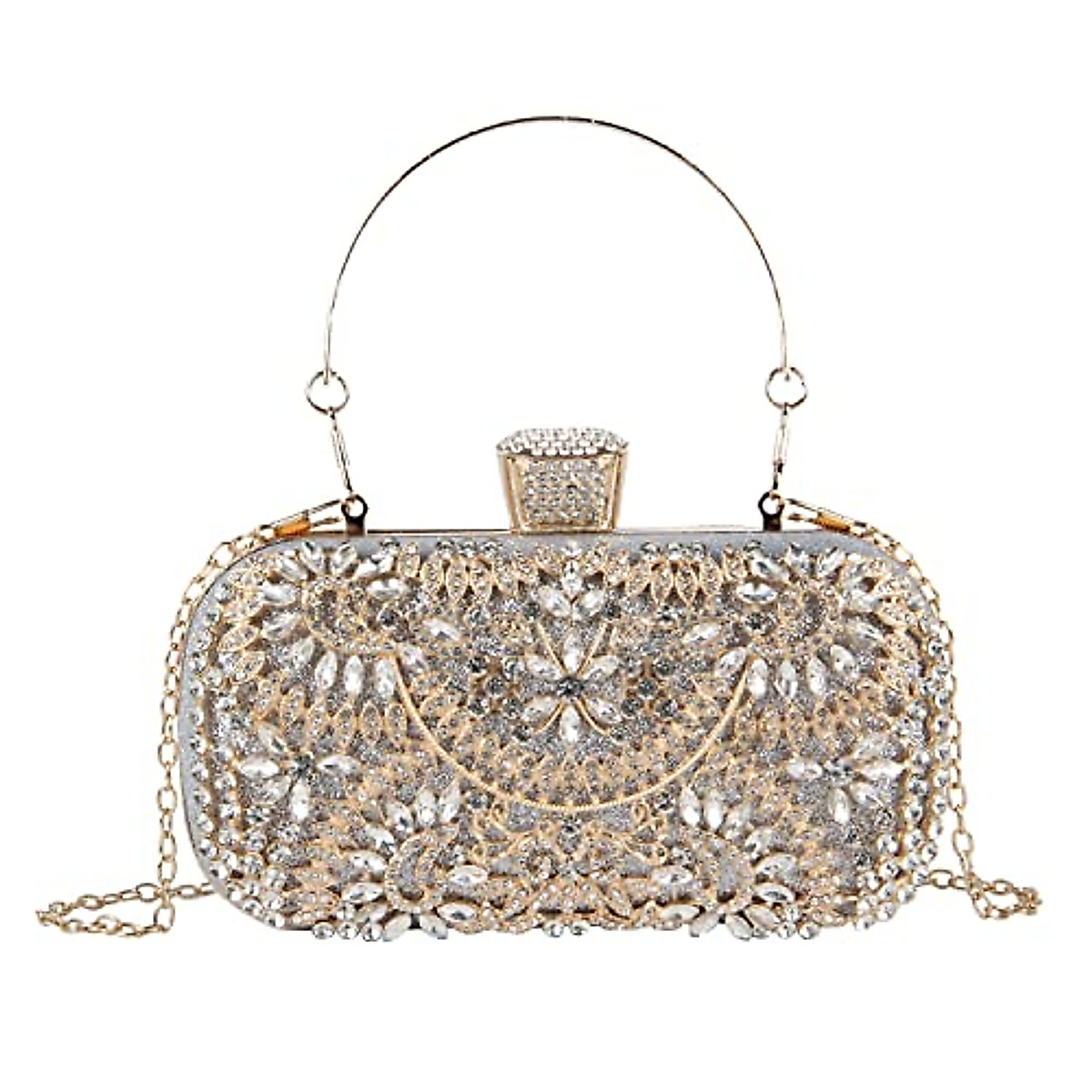 SUKUTU Gorgeous Women Sparkling Evening Bag Rhinestone Beaded Clutch Purse Glitter Bridal Prom Party Handbag