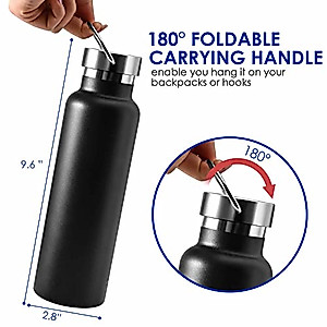 Insulated Water Bottle, 20oz Thermo Vacuum Mug, Stainless Steel Canteen, Wide-Mouth Lids Containers Keeps Liquids Hot&Cold, Leak Proof, Sweat Proof and Double-Walled Design-By BRILLIRARE