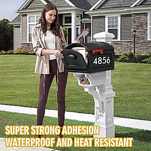 2 inch Reflective Mailbox Numbers for Outside Sticker, Modern Mailbox Number (0-9, 4 Sets) Premium Decal Die Cut and Pre-Spaced - for House, Trash Cans - Self Adhesive Numbers