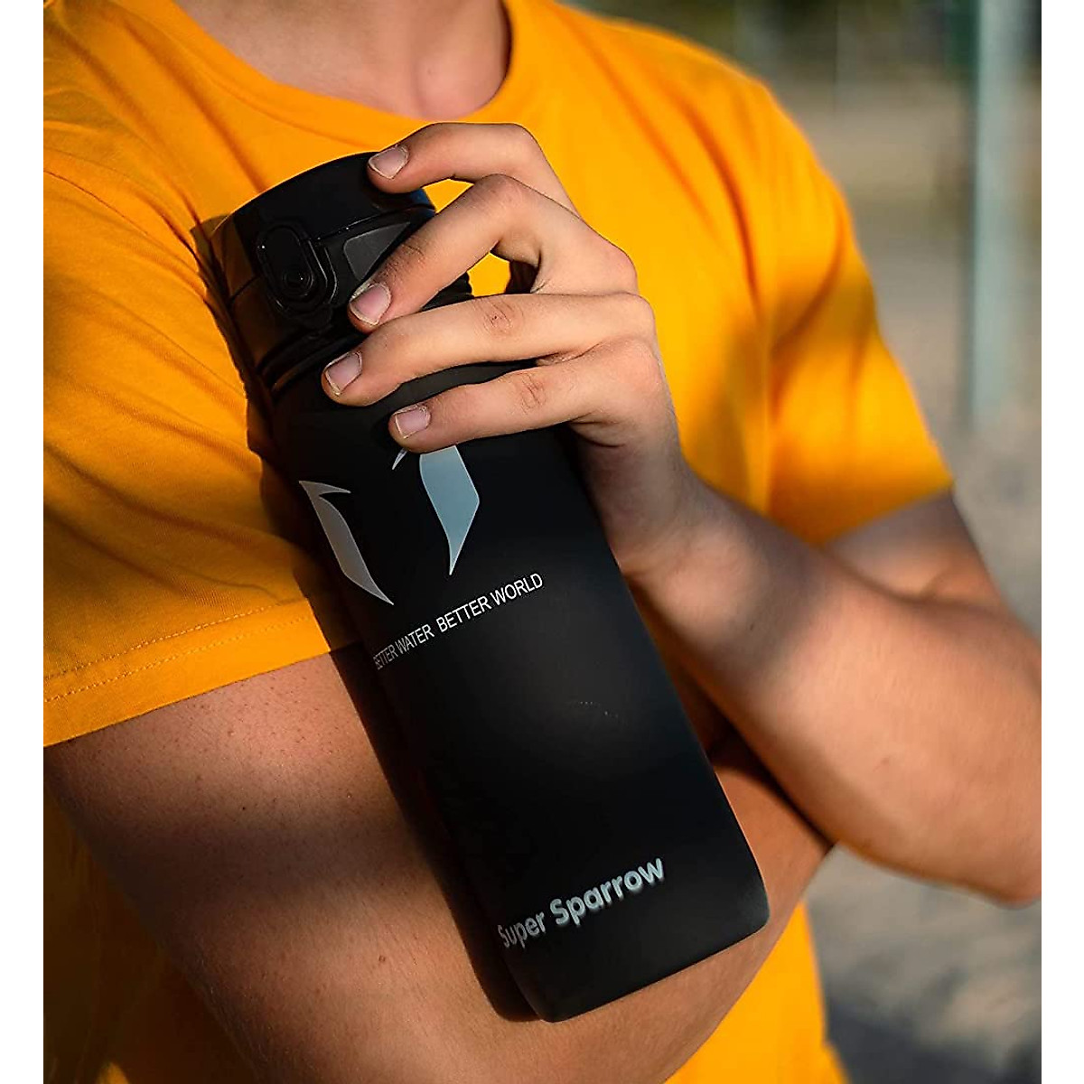 Super Sparrow Water Bottle - 17 oz - BPA & Toxic Free Tritan Water Bottles - One Touch Opening - Leak-proof Plastic Bottle - Kids Water Bottle for Office, Gym, Outdoor, Sports