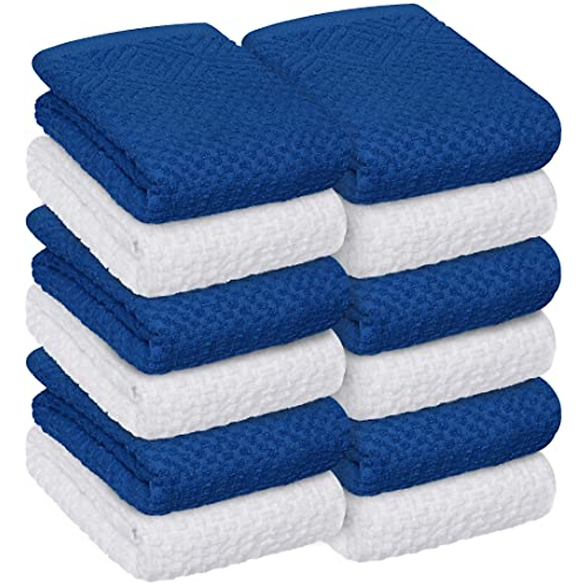 Oakias Kitchen Towels Blue (12 Pack, 16 x 26 Inches) – Cotton Kitchen Hand Towels – 450 GSM – Highly Absorbent & Quick Drying Dish Towels – Big Pop Weave