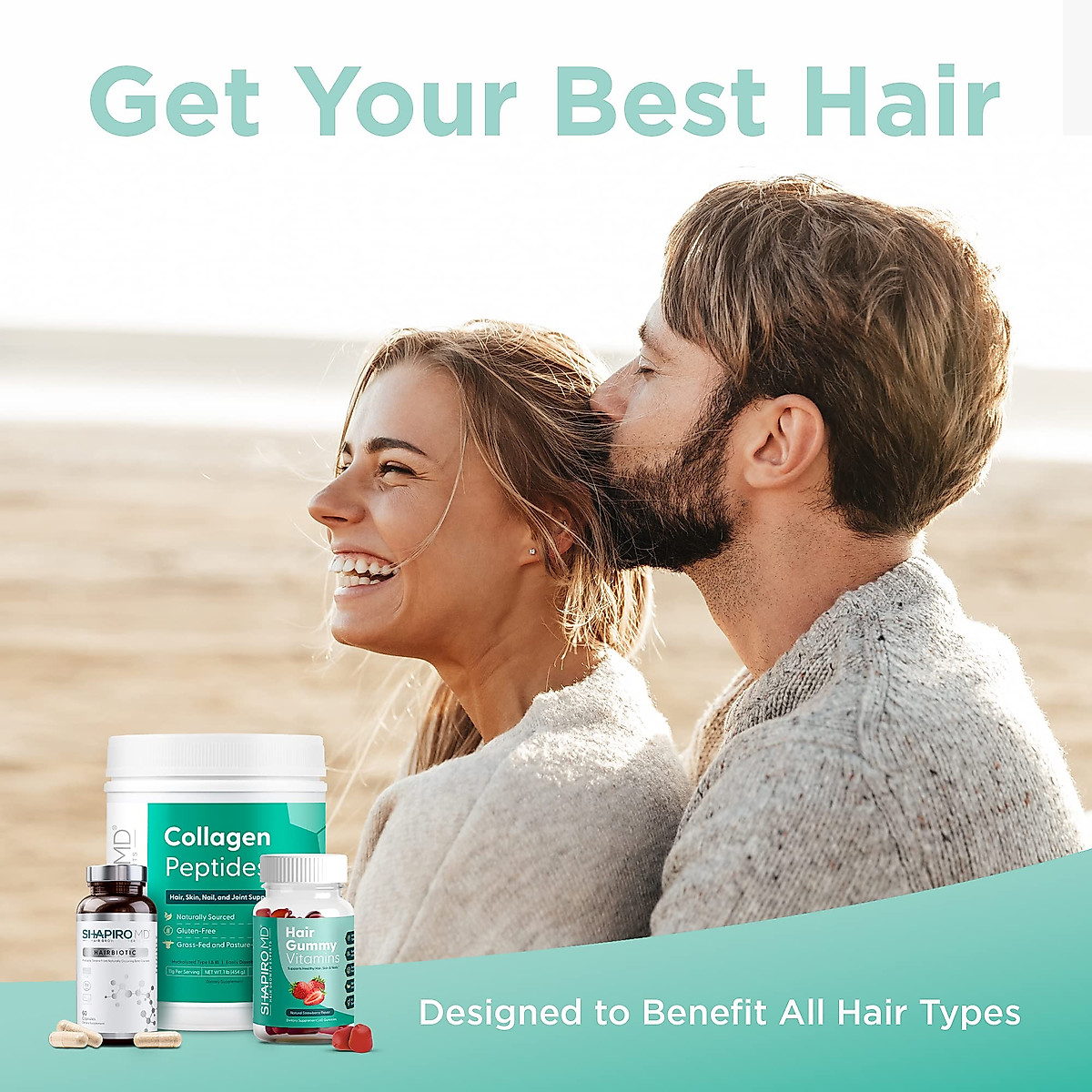 Inner Wellness Trio - Dietary Supplements for Full, Strong, Healthy Hair - Collagen Powder, Daily Vitamin, and Prebiotic Formula | Recommended by Dermatologist | Shapiro MD