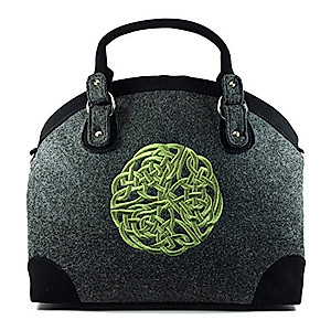 Irish Tote Handbag for Women Celtic Knot Wool & Leather Purse Made in Ireland