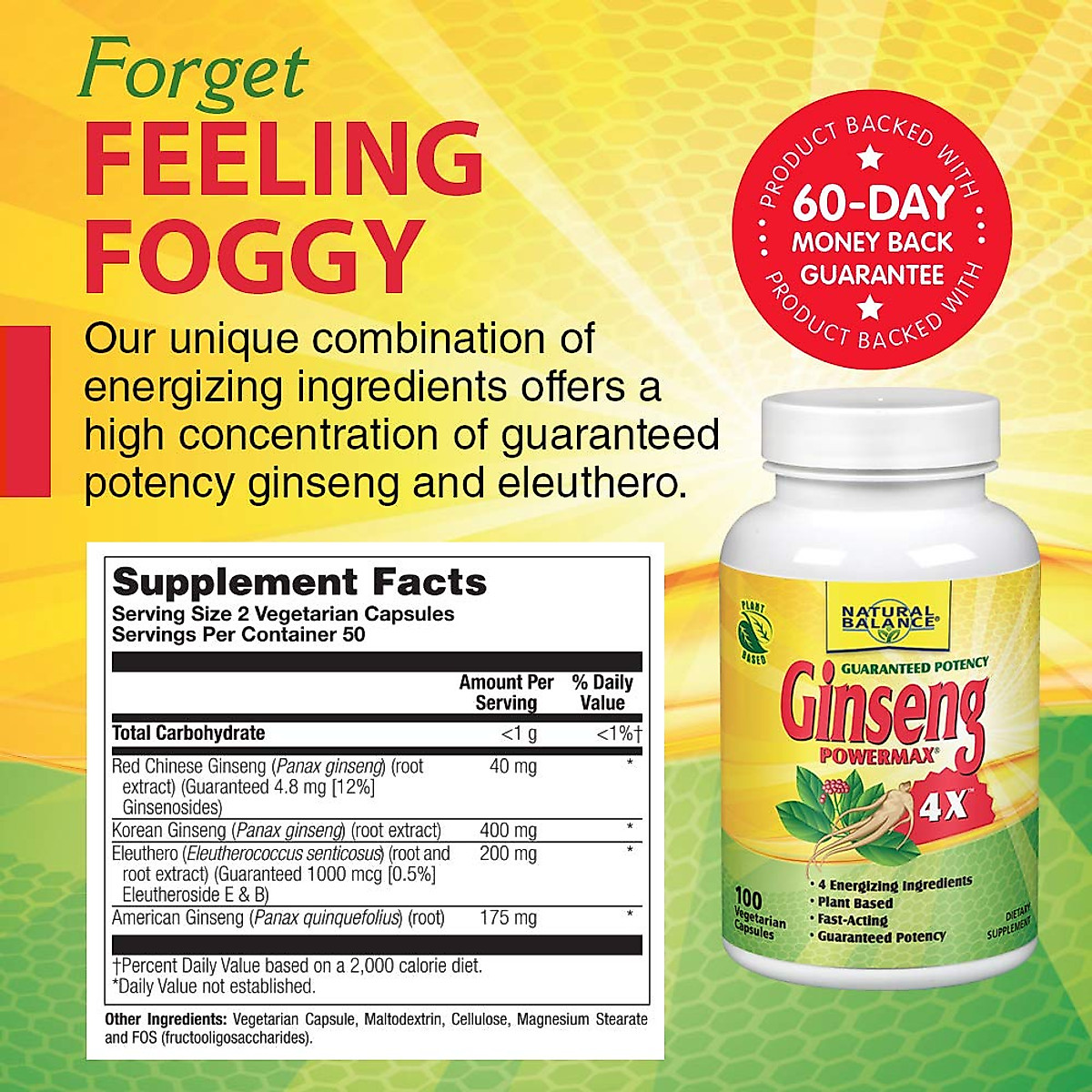 Natural Balance Super Ginseng PowerMax 4X, 100 Capsules