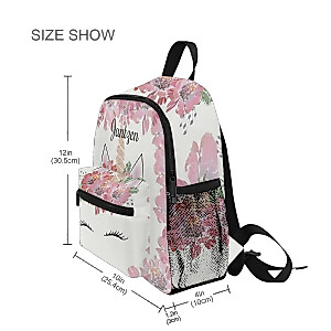 Glaphy Custom Kid&#039;s Name Backpack, Unicorn Pink Floral Toddler Backpack for Daycare Travel, Personalized Name Preschool Bookbags for Boys Girls Kids