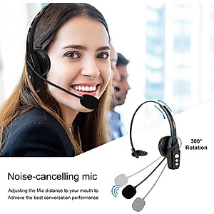 Conambo Trucker Bluetooth Headset, V5.0 Wireless Headset with Microphone, Hands Free Bluetooth Headphones with Noise Canceling Mic for Skype, Call Centers, Offices, Trucker (JBT800)