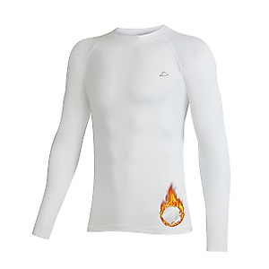 Willit Youth Boys' Compression Thermal Shirts Fleece Baselayer Long Sleeve Girls' Kids Football Soccer Undershirts White S