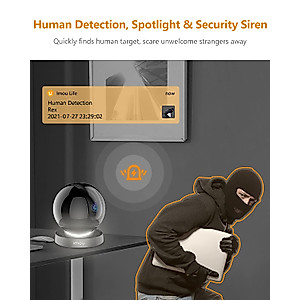 Home Security Camera 4MP Indoor Camera Pan/Tilt, Plug-in WiFi Camera (2.4G ONLY) Baby Monitor Dog Camera with Spotlight & Siren, Night Vision, 2-Way Audio, Human & Sound Detection, Motion Tracking