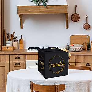 Laroder 1 Pack Black Card Box Wedding Card Box Graduation Card Box Holder Card Box for Party Baby Bridal Shower Funeral Retirement Gold Card Box Cardboard Birthday Card Box Raffle Box