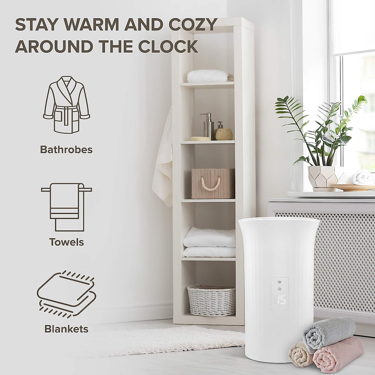 Live Fine Towel Warmer | Bucket Style Luxury Heater with LED Display, Adjustable Timer, Auto Shut-Off | Fits 40” x 70” Oversized Towel