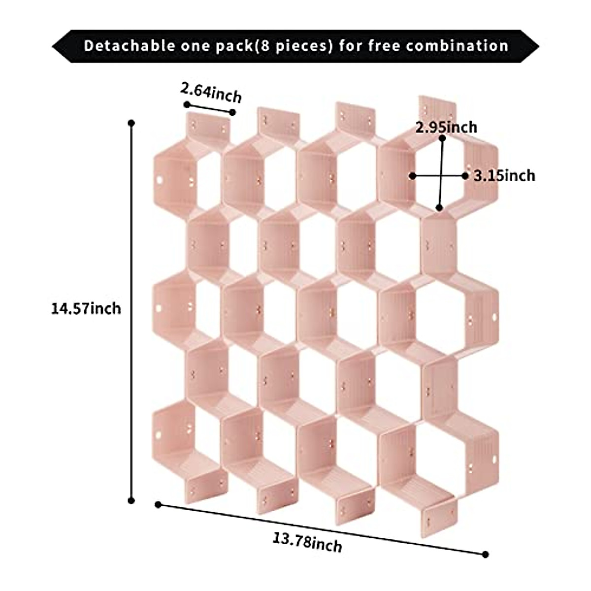 Gtouse Honeycomb Separator Adjustable Drawer Organizer Divider for Underwear, Light and Portable Dresser Drawer Organizers for Belts, Ties, Clothing, Makeup, Office Items Organizer (2 PACK, Pink)