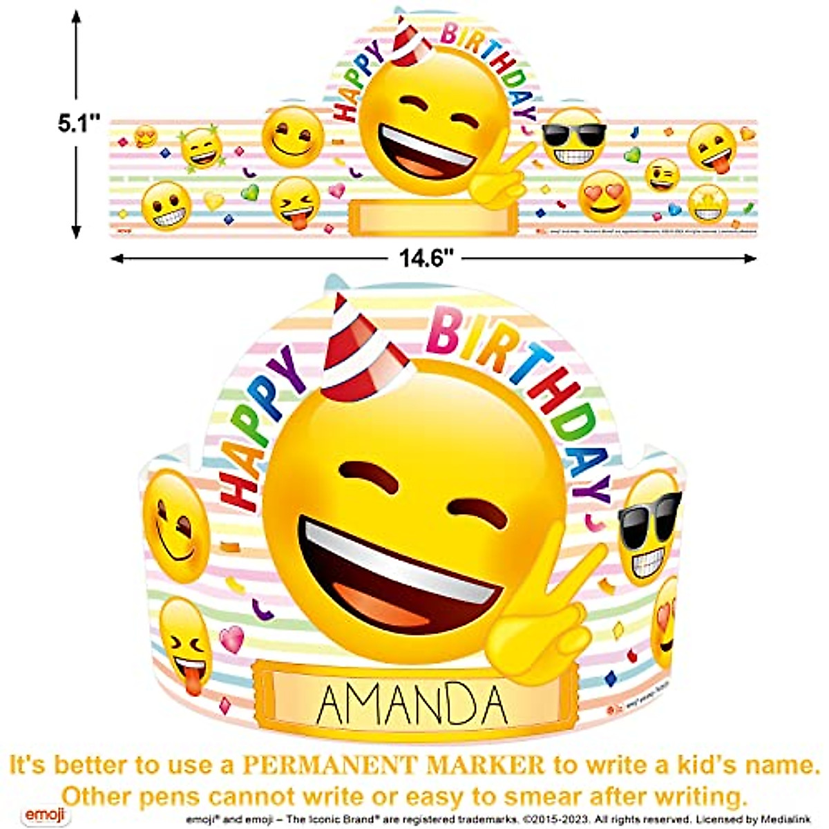 FANCY LAND Birthday Crowns for Kids Classroom 30PCS Emoji Birthday Crowns Party Supplies