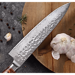 Kimfeng Damascus Chef Knife Handmade 67-Layer Folding Kitchen Knives 8 Inch Professional Chef Knives Japanese VG10 Core Stainless Steel Forging Corrosion Resistance