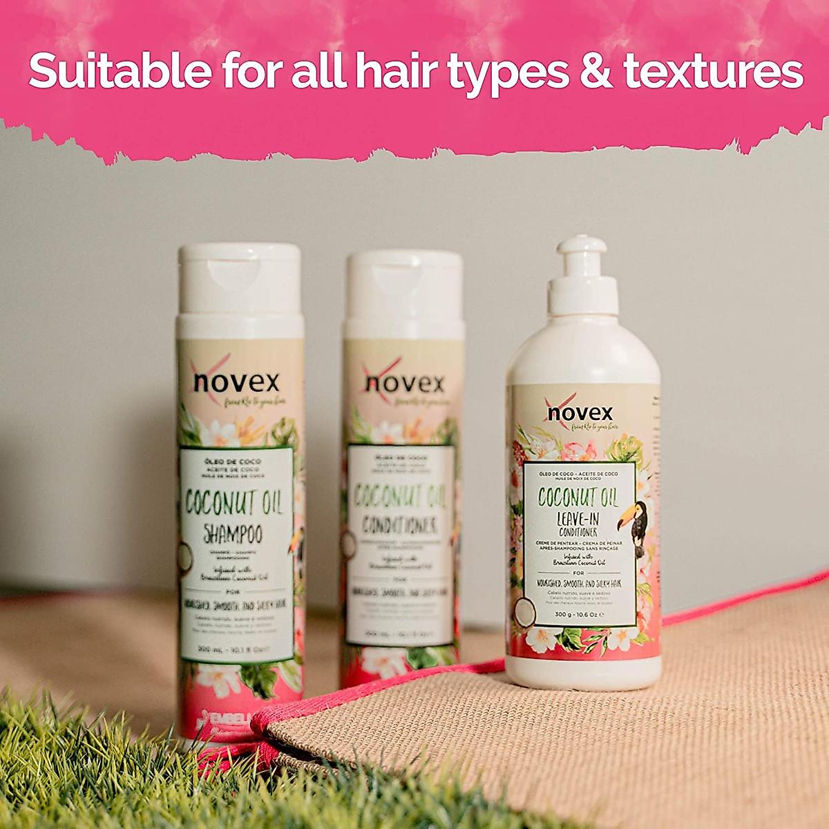 Novex Coconut Oil Leave in Conditioner, Smooth and Sily Hair, White, 10.5 Oz Bottle