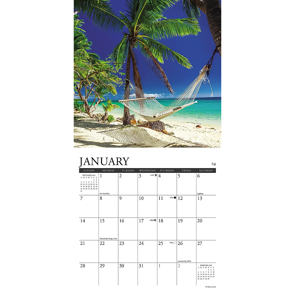 Willow Creek Press Ah The Beach! Monthly Mini 2024 Wall Calendar (7" x 7")