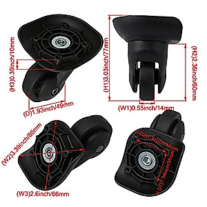 1 Pair Replacement Wheels 360 Swivel Suitcase Casters for Luggage Black (W293)