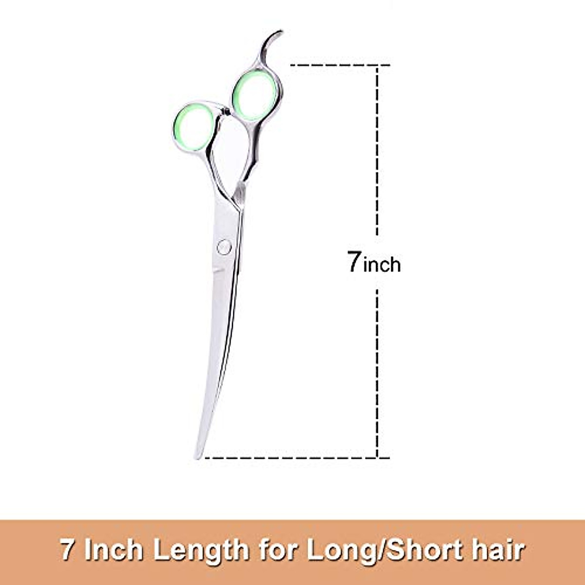 LovinPet Pet Grooming Scissors Professional Dog Cat Grooming Shears with Round Blunt Tip Stainless Steel, Dog Curved Scissors for Grooming Cats Dogs Grooming Tools