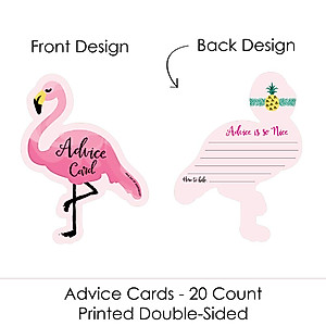Big Dot of Happiness Pink Flamingo - Party Like a Pineapple - Wish Card Tropical Summer Baby, Bridal Shower or Bachelorette Party Activities - Shaped Advice Cards Game - Set of 20