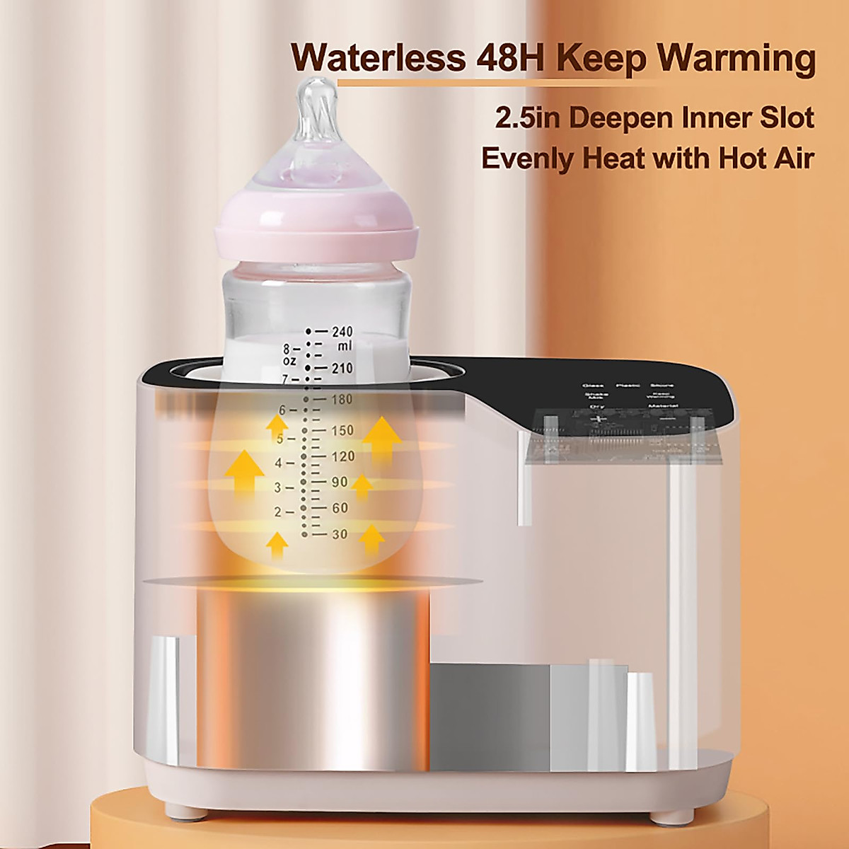 Waterless Baby Bottle Shaker, Baby Milk Warmer Portable 48H Constant Keep Warming for Breastmilk or Formula, Rotary Electric Feeding Mixer Powder, Baby Bottle Dryer with Accurate Temperature Control