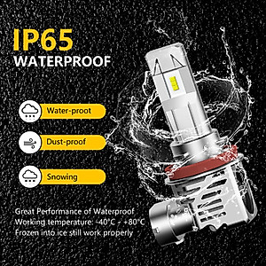 cueclue 2 PCS Car 9005/HB3 Led Car Light, 6000K 4800LM Ultra-high Brightness 1:1 Mini Size Bulb Replacement, Direct Plug-in Integrated Fog Light, Universal Lighting Parts for Cars (White)