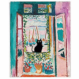 Henri Matisse Wall Art - Matisse Prints - Famous Open Window Poster - Black Cat Poster - Funny Cat Wall Decor Print - Cat Wall Art - Matisse Abstract Vintage Wall Art & Decor, 8x10" Unframed
