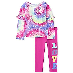 The Children's Place baby girls The Children's Place and Toddler Long Sleeve Top Knit Sets Leggings, Neon Fairy Purple, 3T US