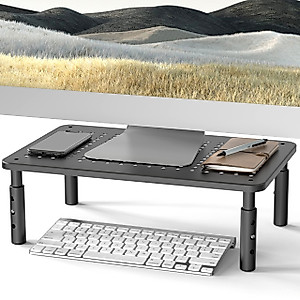 PUTORSEN Monitor Stand Riser with Vented Metal 3 Height Adjustable Monitor Stand for Computer, Laptop, iMac, PC, Printer, Desktop Ergonomic Monitor Riser Stand with Non-Skid Rubber, 1 Pack