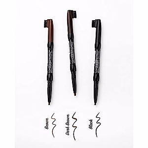 Kiss New York Professional Long-Lasting Eyebrow, Retractable Eyebrow Pencil, Rich Pigmentation, Coconut Oil Infused, Built-in Brush Brow, Sapes, Define, Fills Brow, Eye Makeup (KBAP06 BLACK)