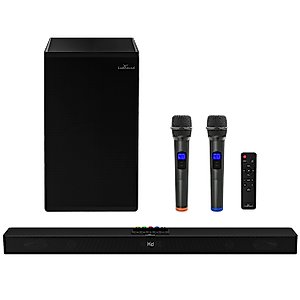 Larksound Karaoke Machine for Adults, with 2 Wireless Microphones, 2.1 Soundbar with Subwoofer, Bluetooth PA Speaker System, Sound Bar for TV, Home, Singing Party