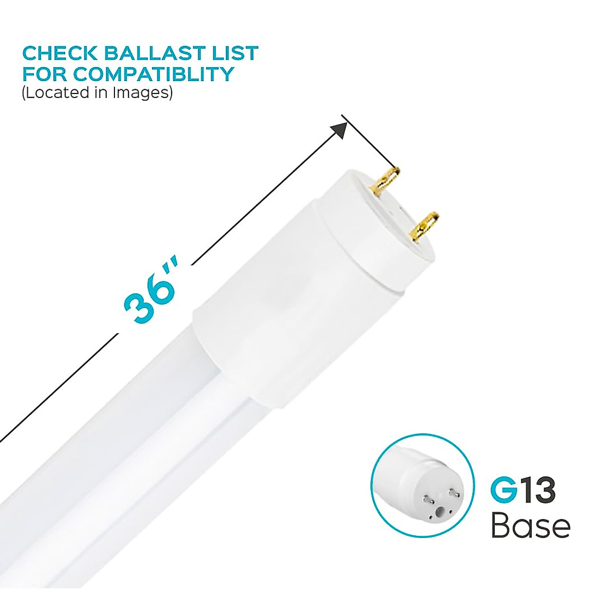 LUXRITE 3FT LED Tube Light, T8, 16W (25W Equivalent), 6500K Daylight, 1600 Lumens, Fluorescent Light Tube Replacement, Direct or Ballast Bypass, ETL Listed Check Ballast List Compatibility (4 Pack)