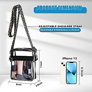 BEELIFY Clear Bag Stadium Approved Purse, Clear Crossbody Bag for Stadium, Concerts, College Games
