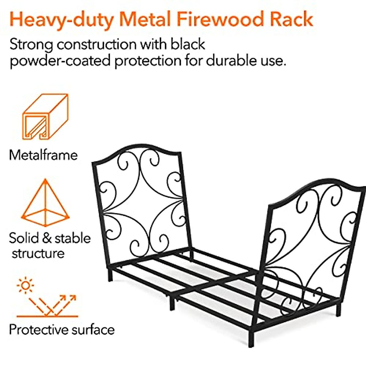 Amyove firewood Rack Stand 30 Inch Firewood Rack Holder for Fireplace Wood Storage Heavy Duty Logs Holder for Outdoor Indoor Matte Black Fireplace Metal Wood Pile Storage Stacker Organizer (Large)