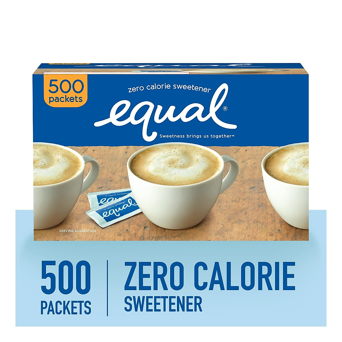 EQUAL 0 Calorie Sweetener, Sugar Substitute, Zero Calorie Sugar Alternative Sweetener Packets, Sugar Alternative, 500 Count