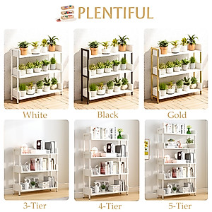 OSCHF Wide Open Shelf Bookcase - Modern 3-Tier Floor Standing Display Bookshelf with Top Edge and Metal Frame for Home and Office, Storage Shelving, Warm White