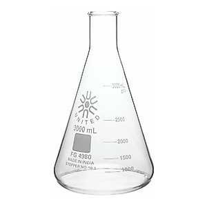 United Scientific™ FG4980-3000, 3000mL (3L) Borosilicate Glass Erlenmeyer Flask (Single)